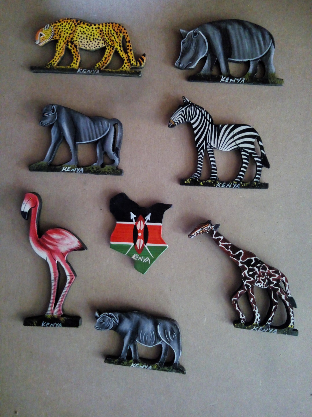 Set of 8-4 Refrigerator Magnets Kenya Africa Handpainted Carved ...