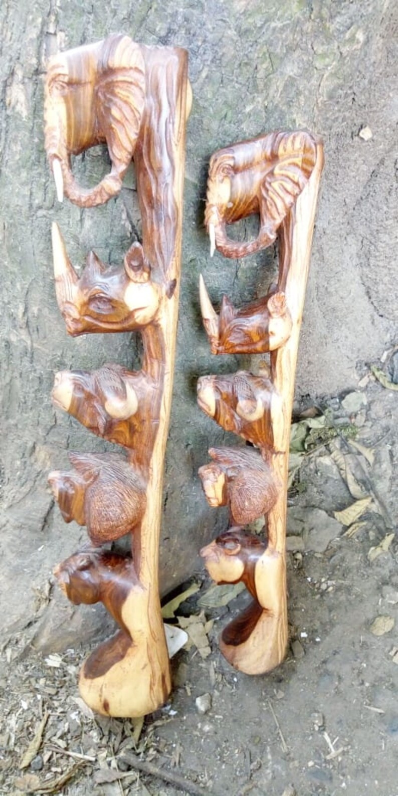 Rosewood Big 5 Animals Original Kamba Tribe Art Kenya Africa - Etsy