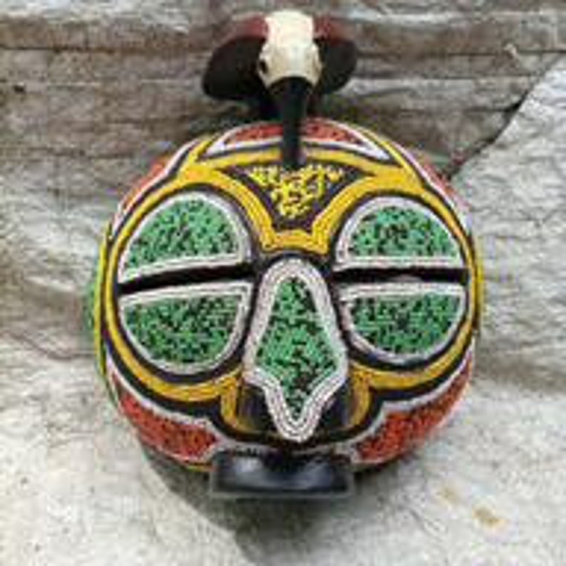 Beaded Luba Mask Vintage 2000s Original Handcarved Multicolor | Etsy