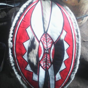 Original Zulu Chief's Shield Fully-functional Black White Red Painted ...