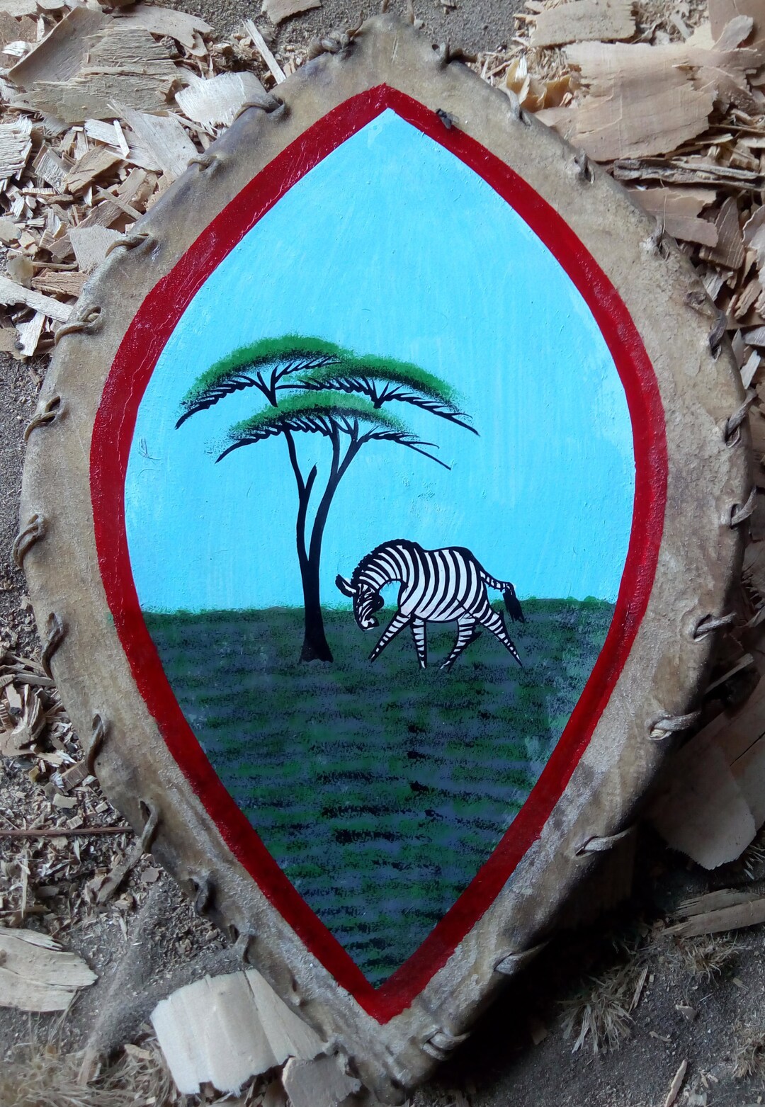 Original 60x24 Zulu Shield Functional Black White Zebra Red Blue Green ...