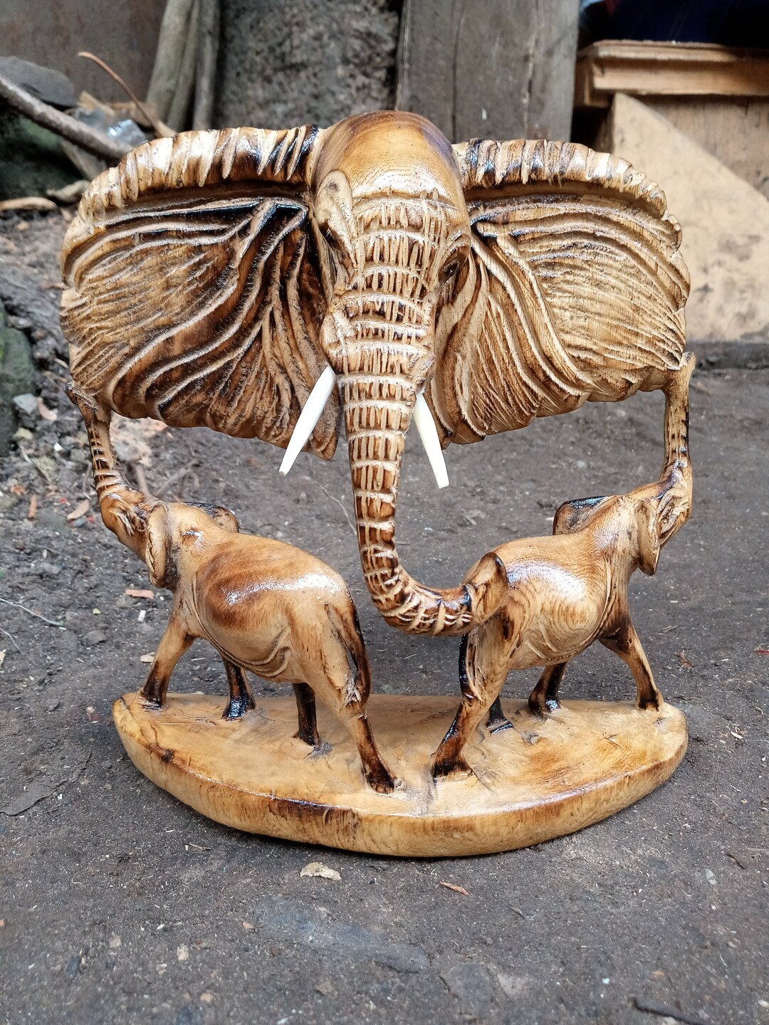 Kamba Tribal Plaque Elephant Mask Kenya Africa Olivewood Carving ...