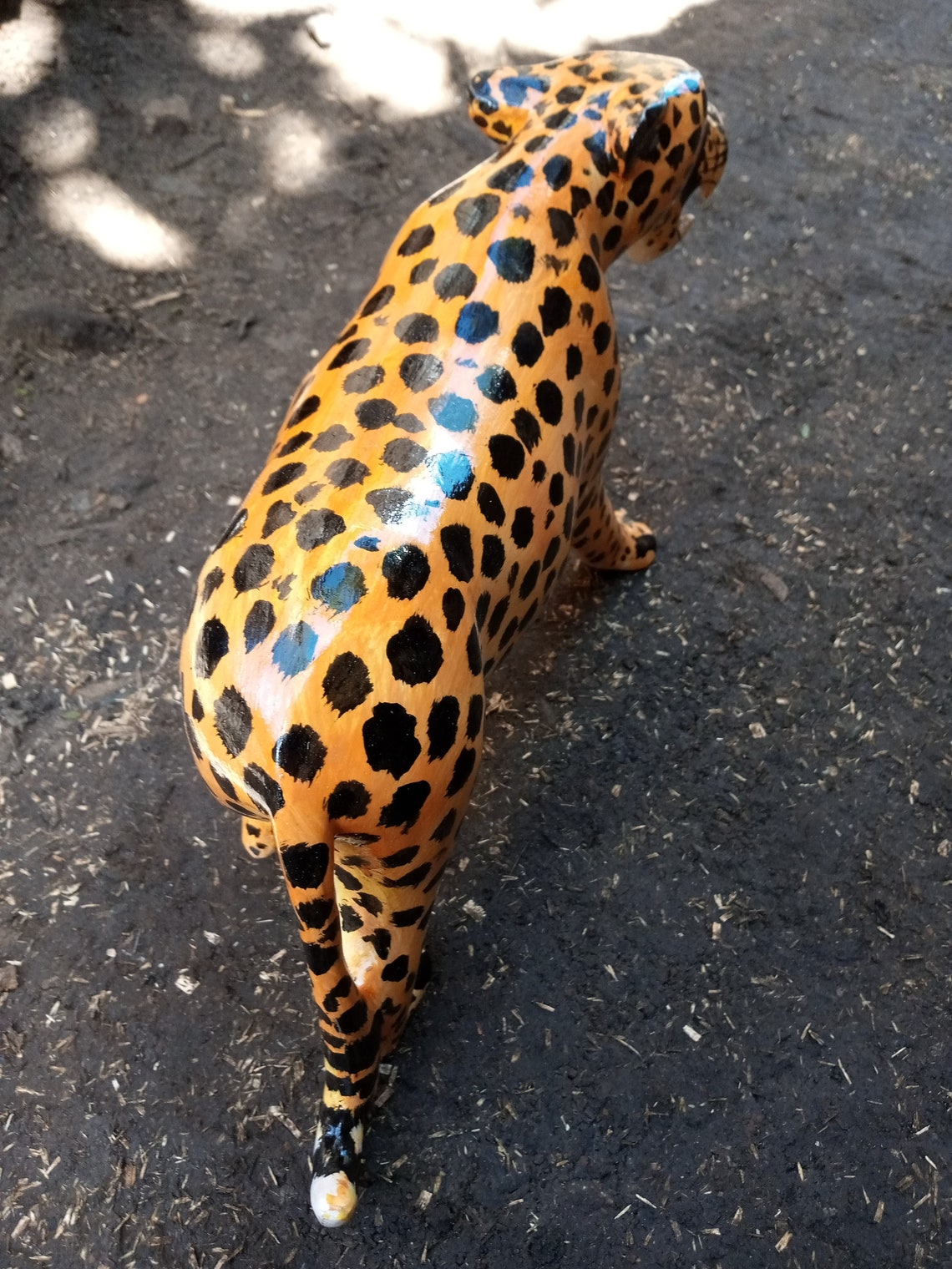 Cheetah Leopard walking Original Kamba Table Art - Etsy