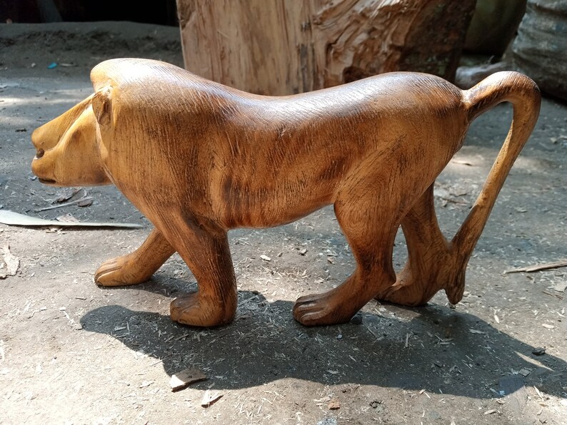 Hand-carved Wood Walking Baboon Original Kamba Table Art Ape - Etsy