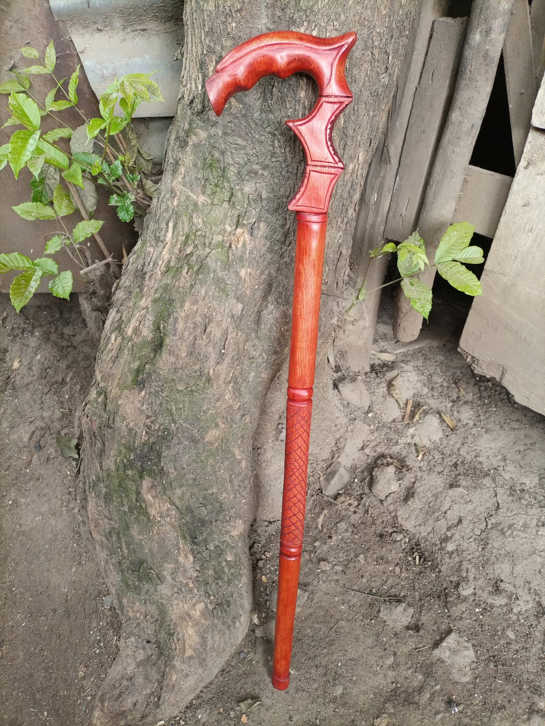 African Contoured Handle Original Hiking Walking Stick Cane Mobility ...