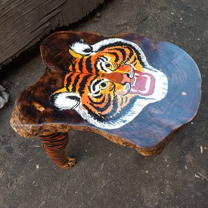 Tiger Table Stool Chair Live Edge Jacaranda Painted Wood Africa ...