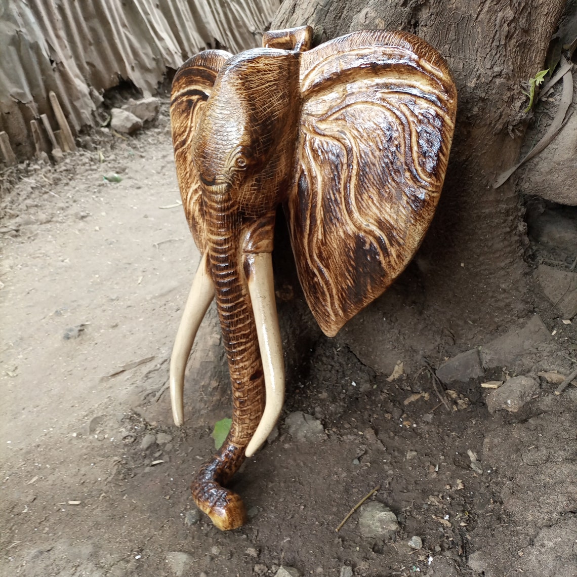 Elephant Mask Kenya Africa Olivewood Carving Kamba Tribal | Etsy