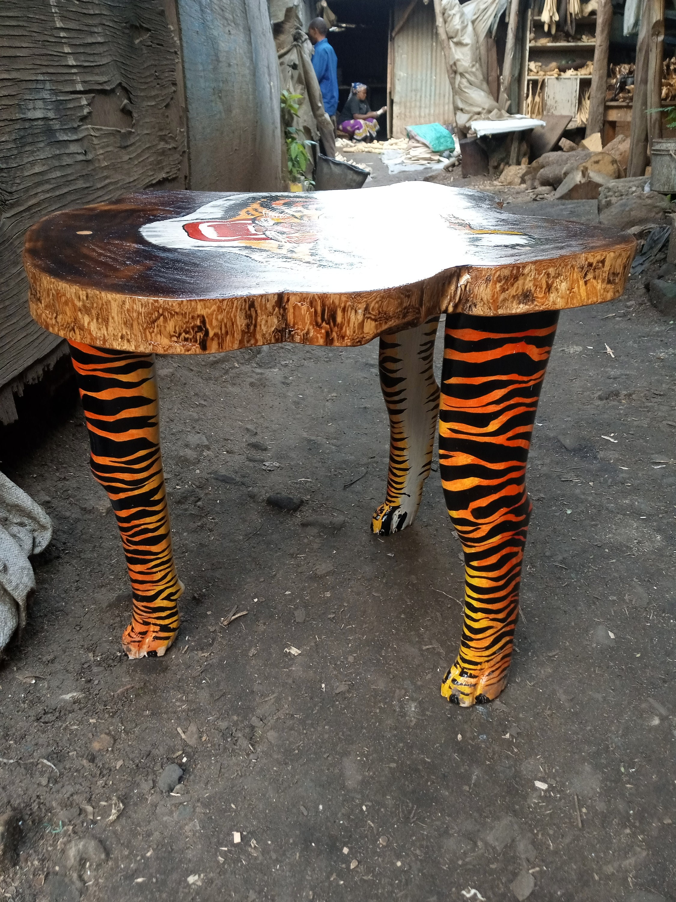 Tiger Table Stool Chair Live Edge Jacaranda Painted Wood | Etsy