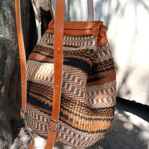 Monkey Bag Leather & Sisel Unisex Backpack Bush Bag Travel Camp Student ...