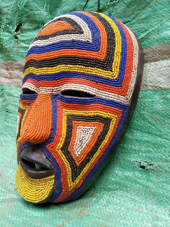 Original Luba Tribe Vintage Mask Orange Yellow Red White Black | Etsy