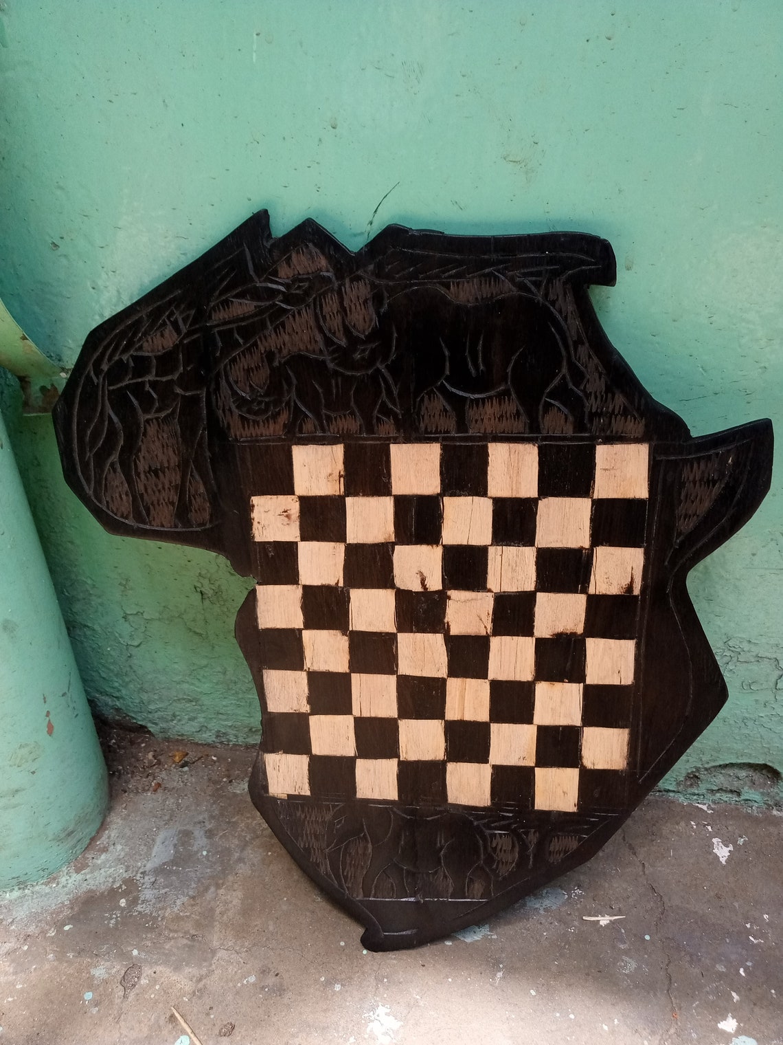 Solid Black Wood Chess Set Game With Carved Pieces Makonde Tribe ...