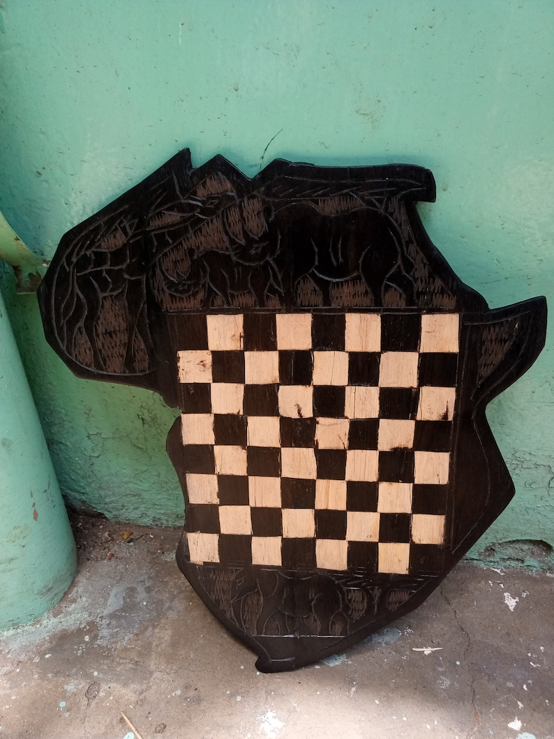 Solid Black Wood Chess Set Game With Carved Pieces Makonde Tribe ...
