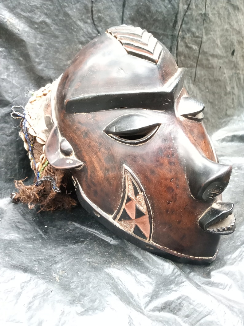 Original Pende Tribe Vintage Tribal Mask Cowry Shells Beads Fully ...
