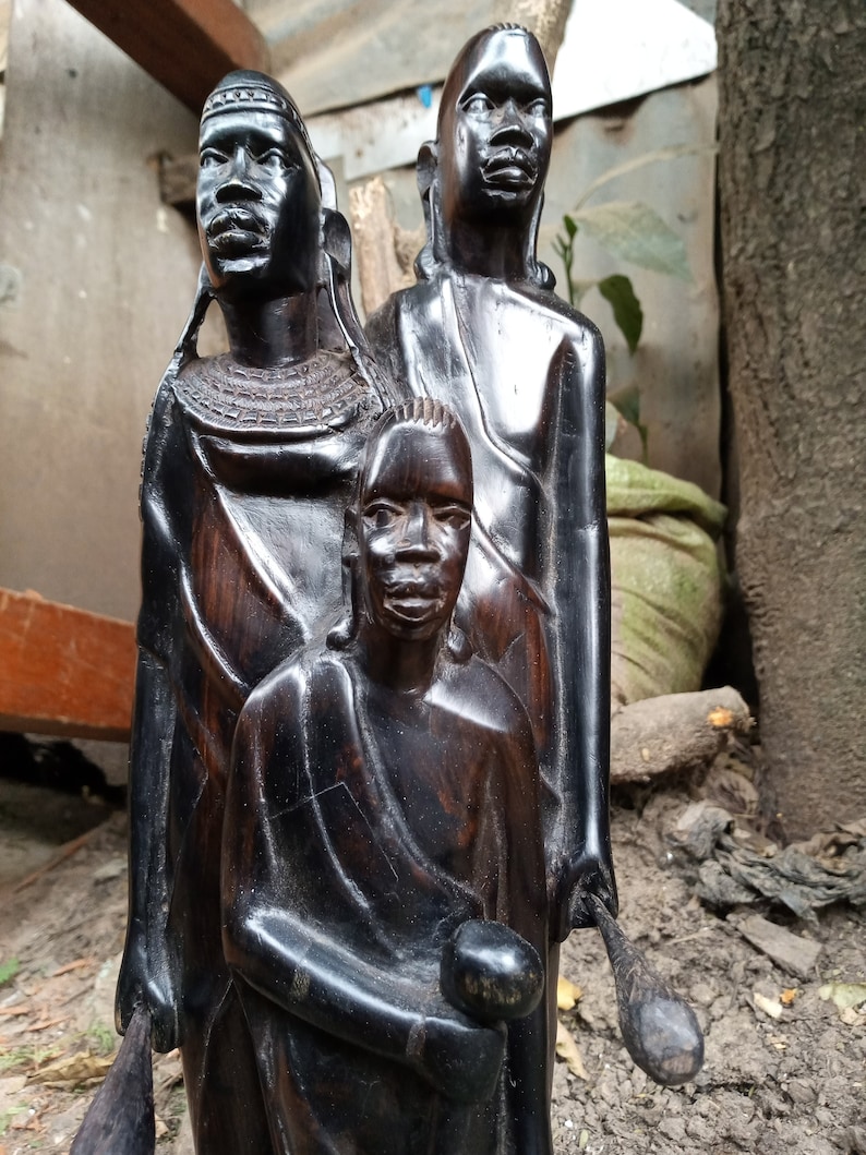 Ironwood Maasai Family of 3 Original Kamba Tribe Art Kenya - Etsy