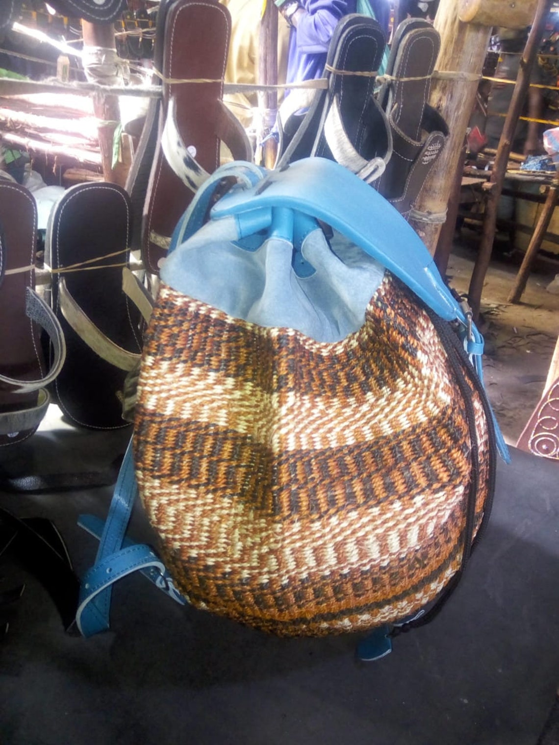 Monkey Bag Leather & Sisel Unisex Backpack Bush Bag Travel | Etsy