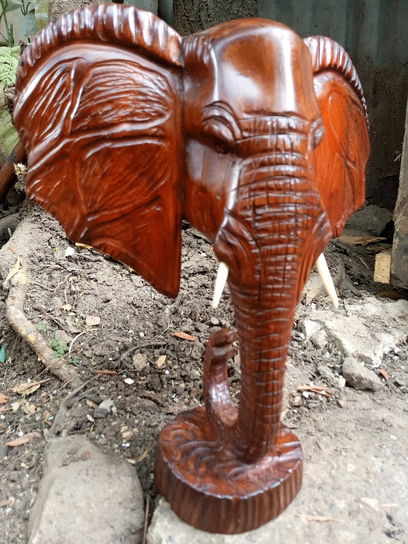 Standing Elephant Head Mask Kamba Tribe Kenya Africa Rosewood - Etsy