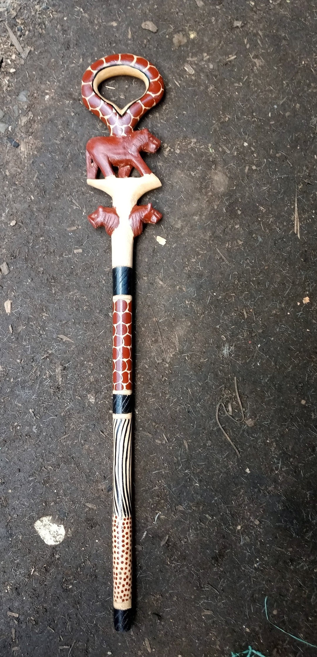 Original 1960's Style African Lion Walking Hiking Stick Cane Handmade ...