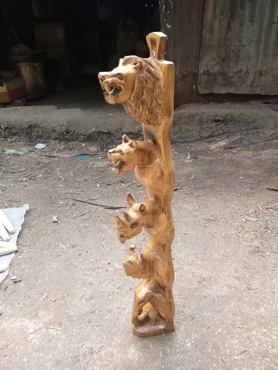 Solid Olivewood Big 5 African Animals Original Kamba Tribe | Etsy