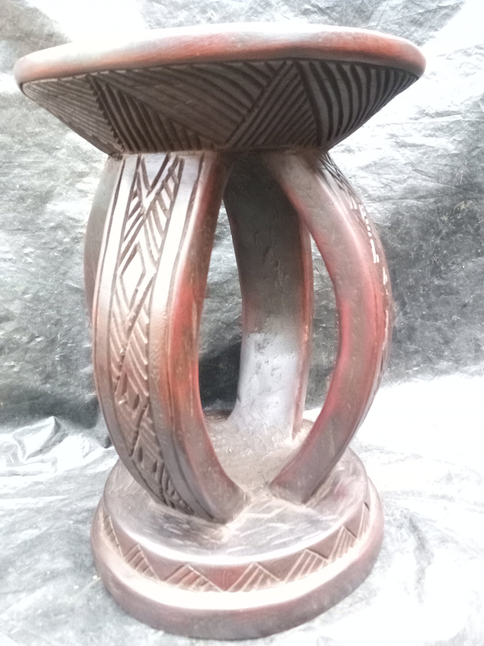 Kusu Tribe DRC Stool Chair 1piece Multicolor Beaded Hardwood African ...