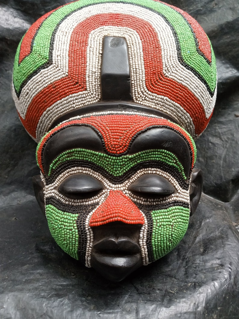 Vintage Lualua Tribe Beaded Striped Rasta Mask DRC Africa - Etsy