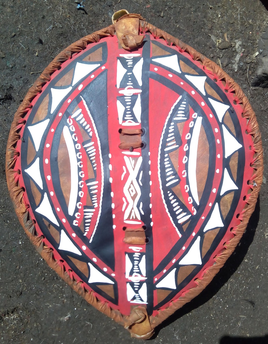 Multicolor Original Maasai Shield Fully-functional Handpainted Cowhide ...