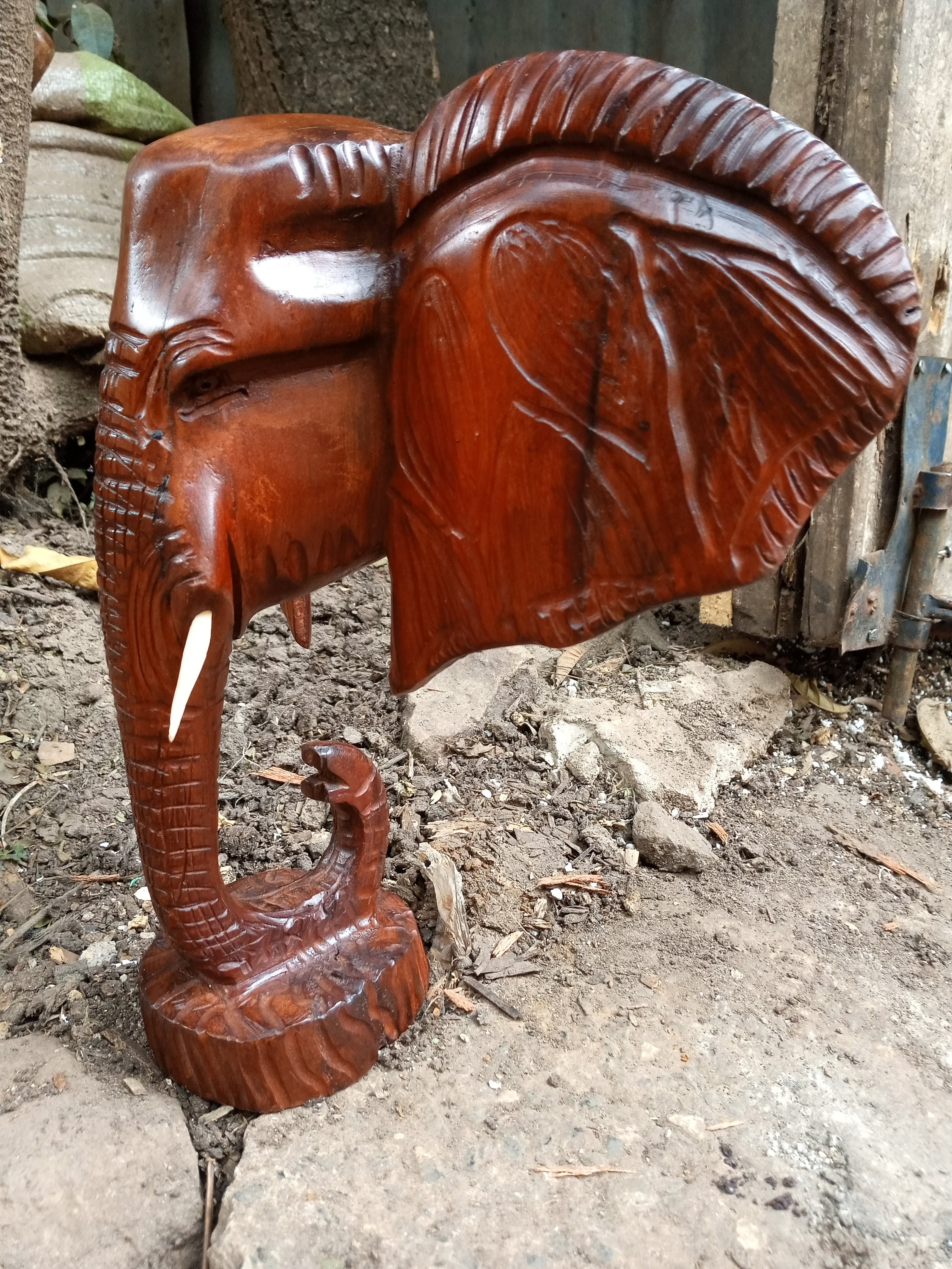 Standing Elephant Head Mask Kamba Tribe Kenya Africa Rosewood Blackwood ...
