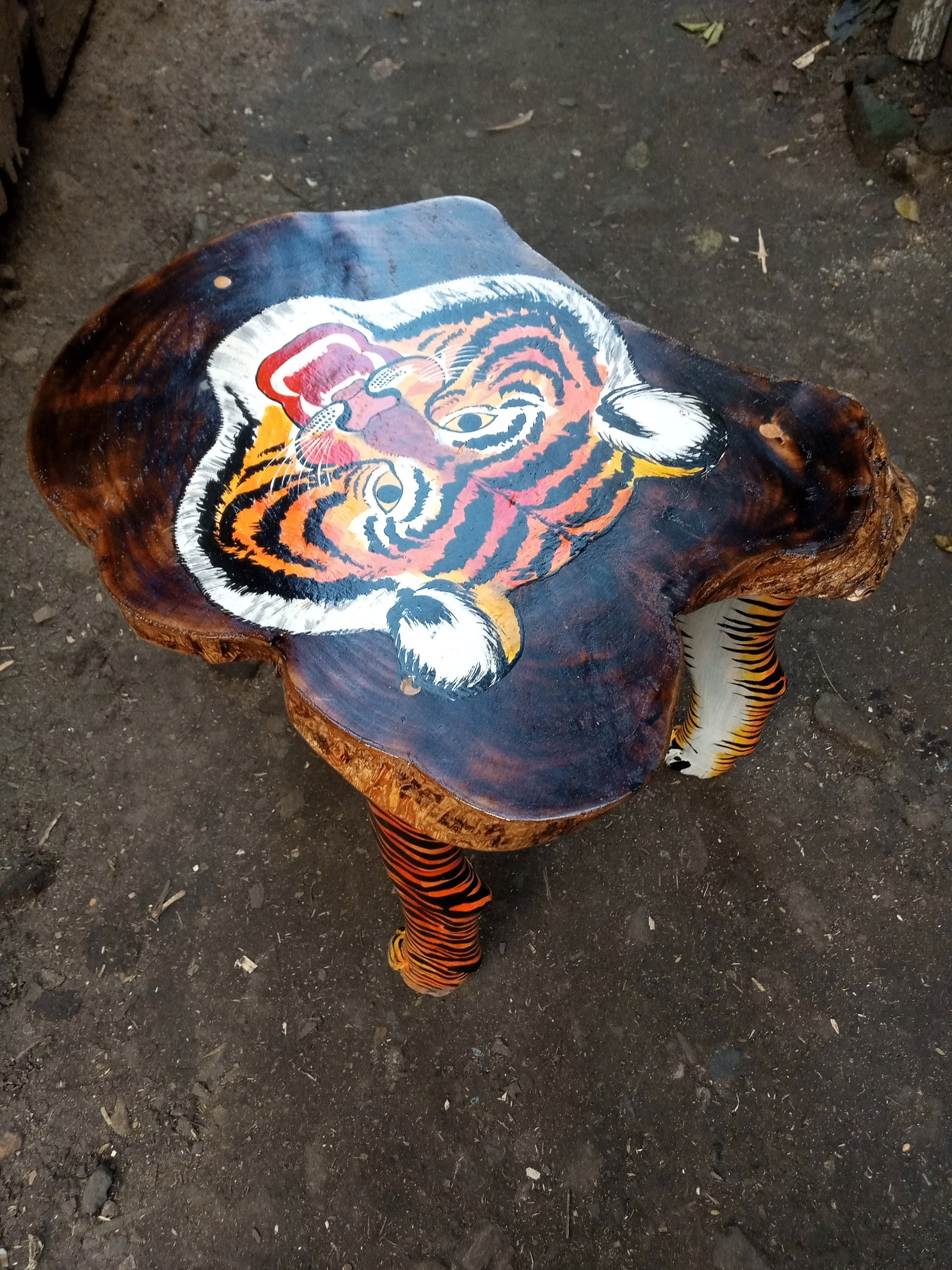 Tiger Table Stool Chair Live Edge Jacaranda Painted Wood | Etsy