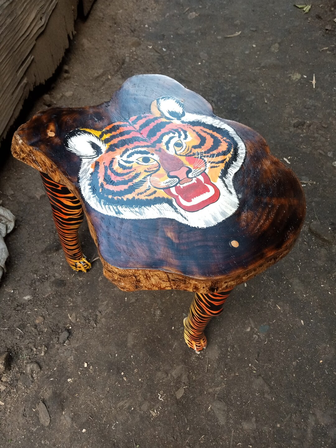 Tiger Table Stool Chair Live Edge Jacaranda Painted Wood - Etsy