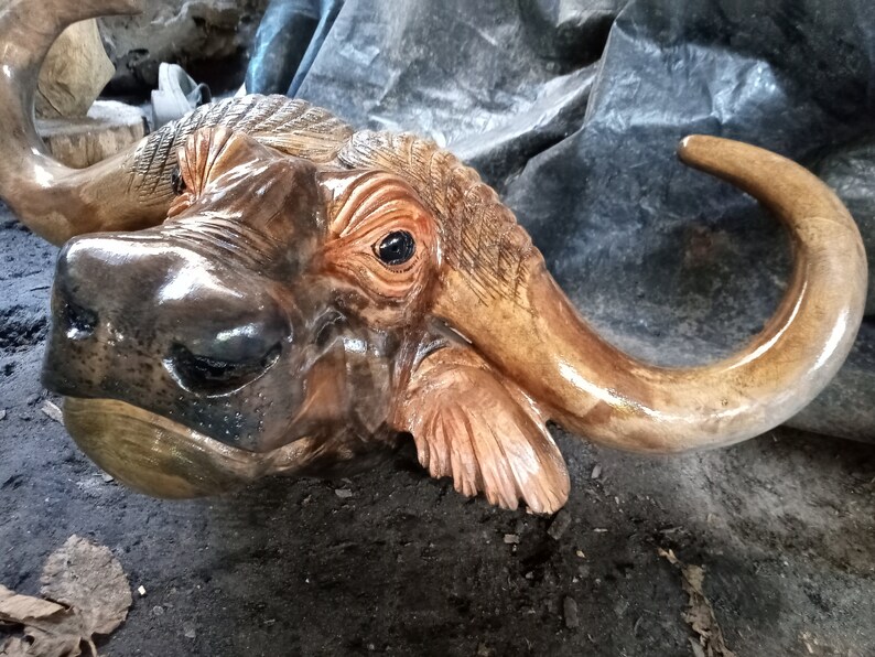 Original Painted Wildebeast Buffalo Head Handmade 1PC Solid - Etsy