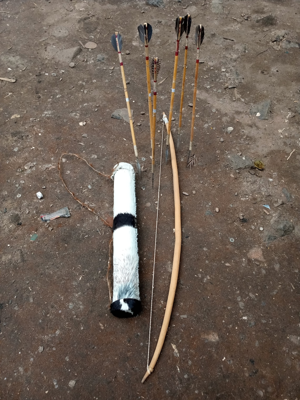 Long Bow Arrows Quiver Archery Set Fully Functional Kamba Tribe ...