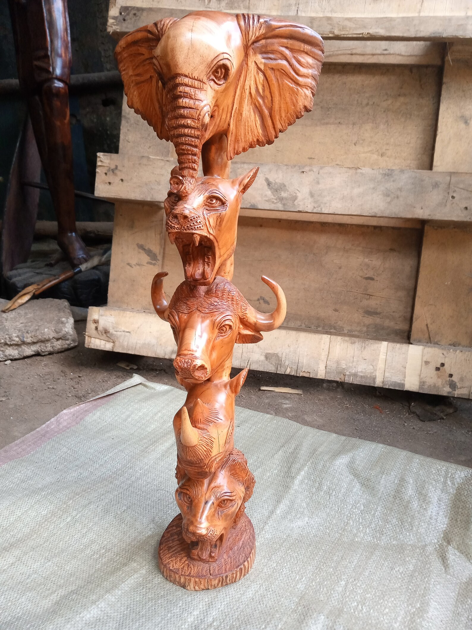 Rosewood Big 5 Animals Original Kamba Tribe Art Kenya Africa - Etsy