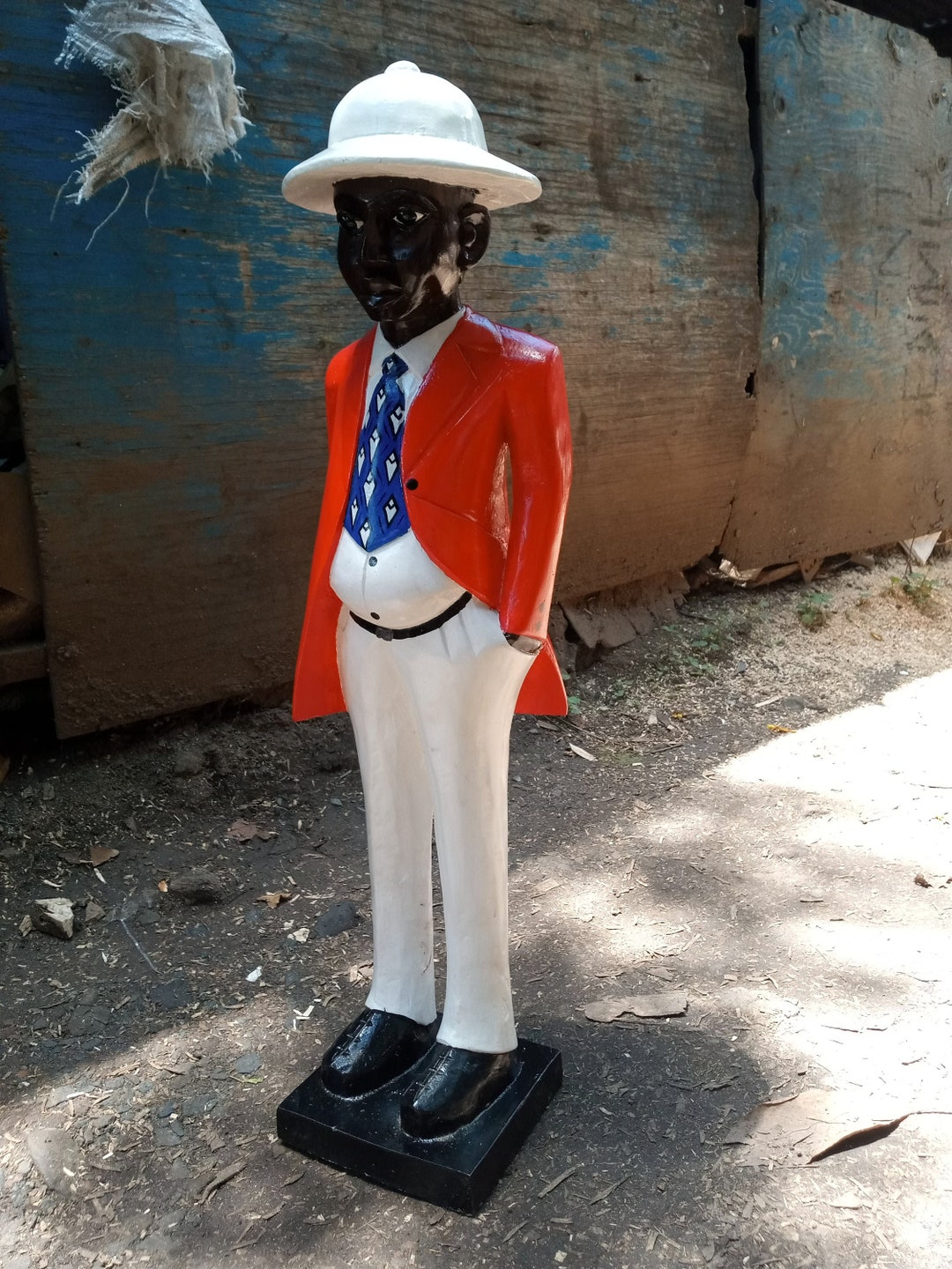 Belgian Congo Man Original 1PC Hand Painted Carved Jacaranda Wood ...