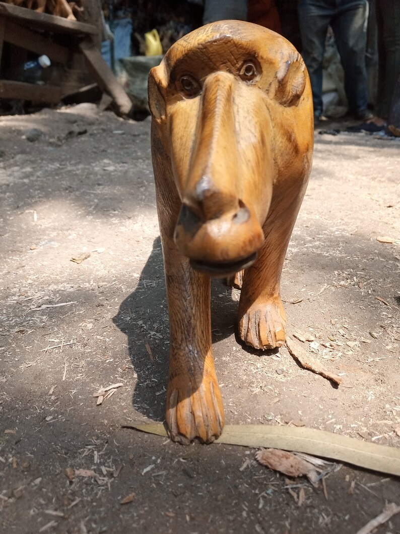 Hand-carved Wood Walking Baboon Original Kamba Table Art Ape - Etsy
