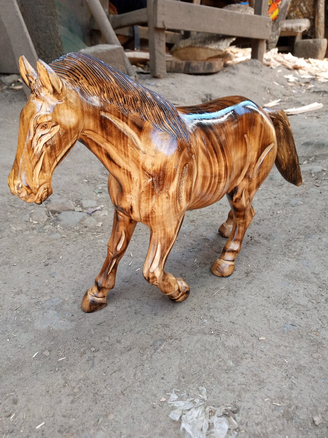 Jacaranda wild Horse Original Kamba Tribe Wood Animal Art Kenya Africa ...