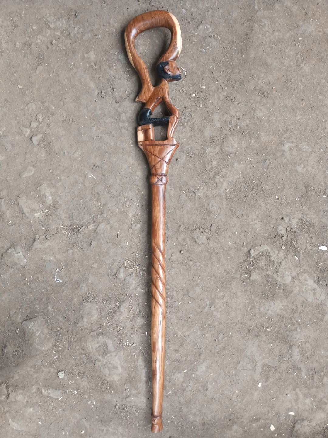 Original 1970's Style African "thinking Man" Walking Hiking Stick Cane ...