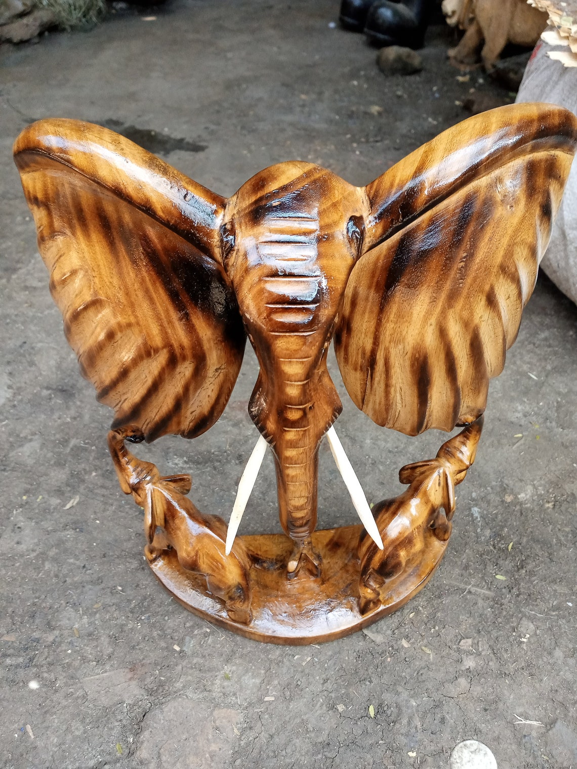 Kamba Tribal Plaque Elephant Mask Kenya Africa Olivewood Carving ...