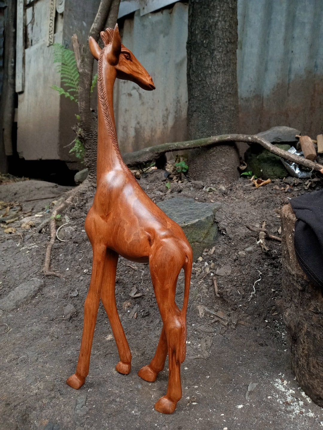 Rosewood / Blackwood Giraffe Carving Original Kamba Tribe Art Kenya ...
