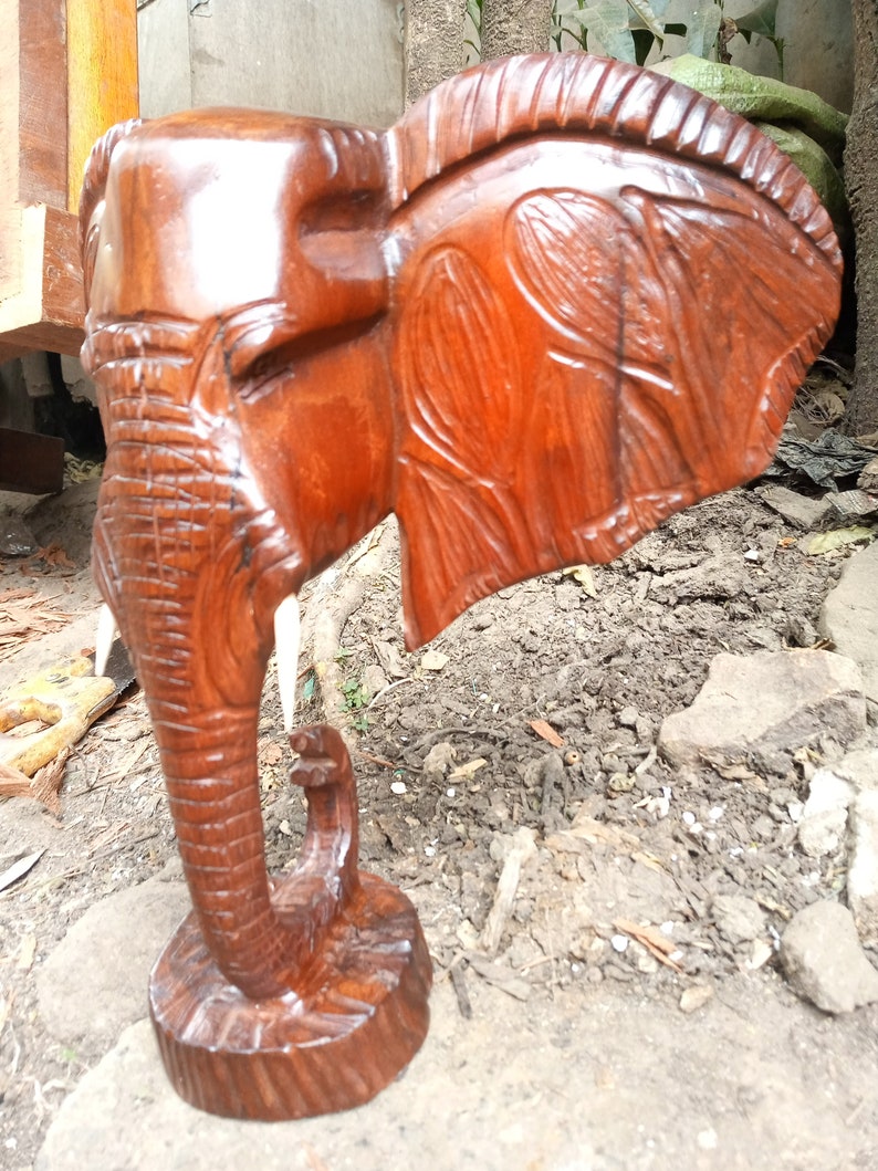 Standing Elephant Head Mask Kamba Tribe Kenya Africa Rosewood - Etsy