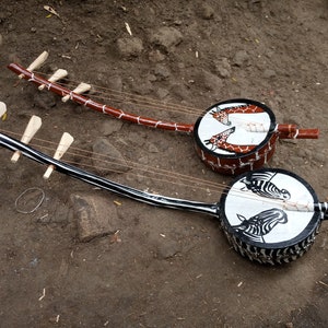 2 Handmade Zeze Guitar Drums Playable Original Cowhide Leather ...