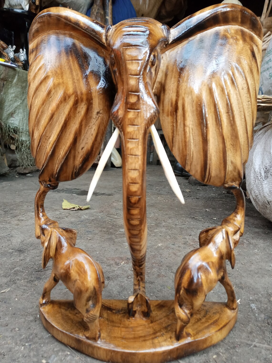 Kamba Tribal Plaque Elephant Mask Kenya Africa Olivewood Carving ...