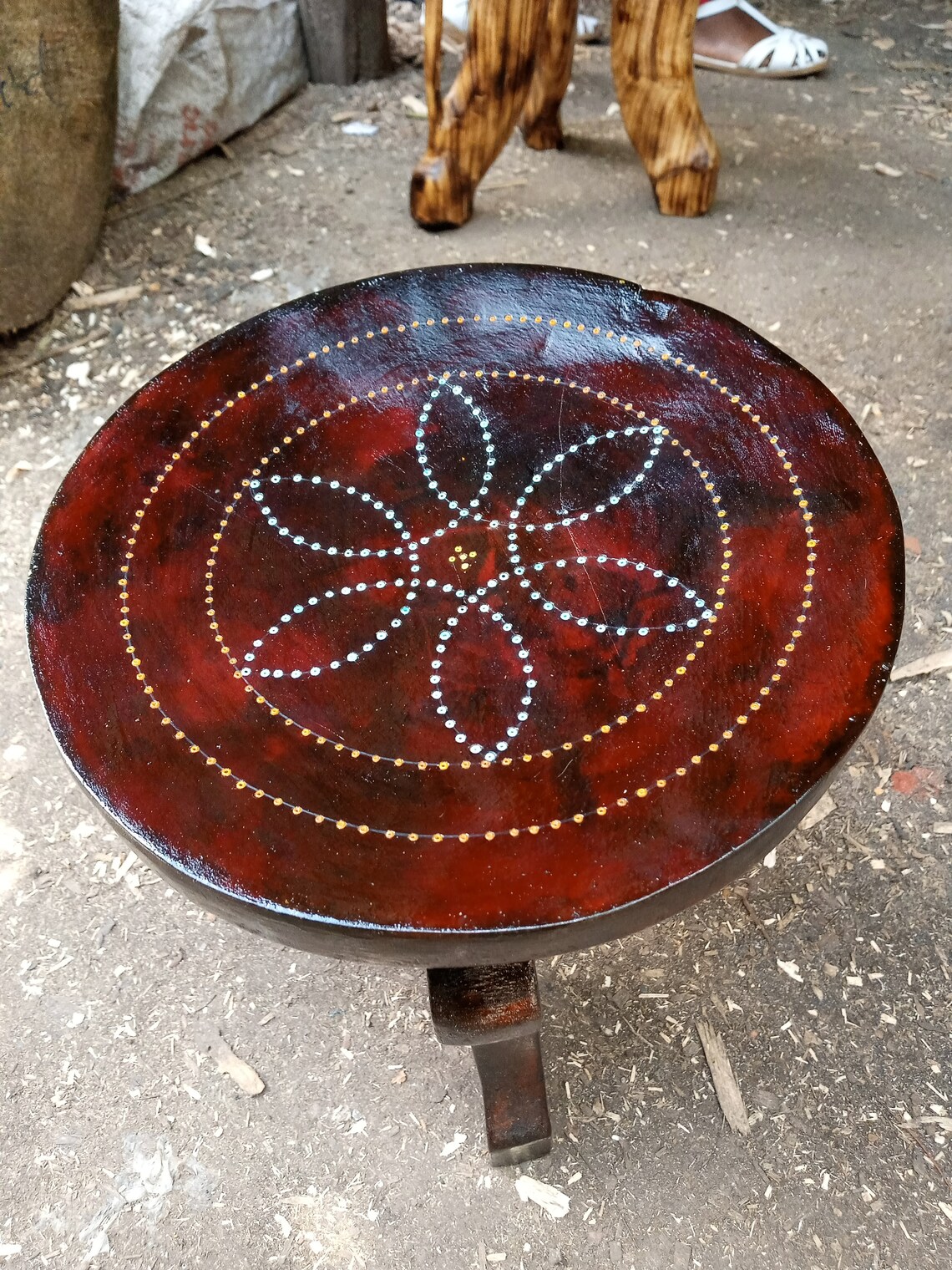 Kenya Kamba Tribe Stool Chair Beads Solid 1-PC Red Jacaranda | Etsy