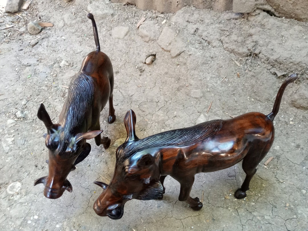 Warthog Carved Kamba Tribe Kenya Solid Ironwood/ Rosewood Animal Statue ...