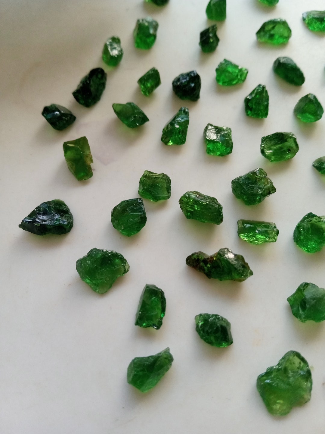 26.6GRAMS 50-55PCS Natural Tsavorite Green Grossular Garnet Facet Rough ...