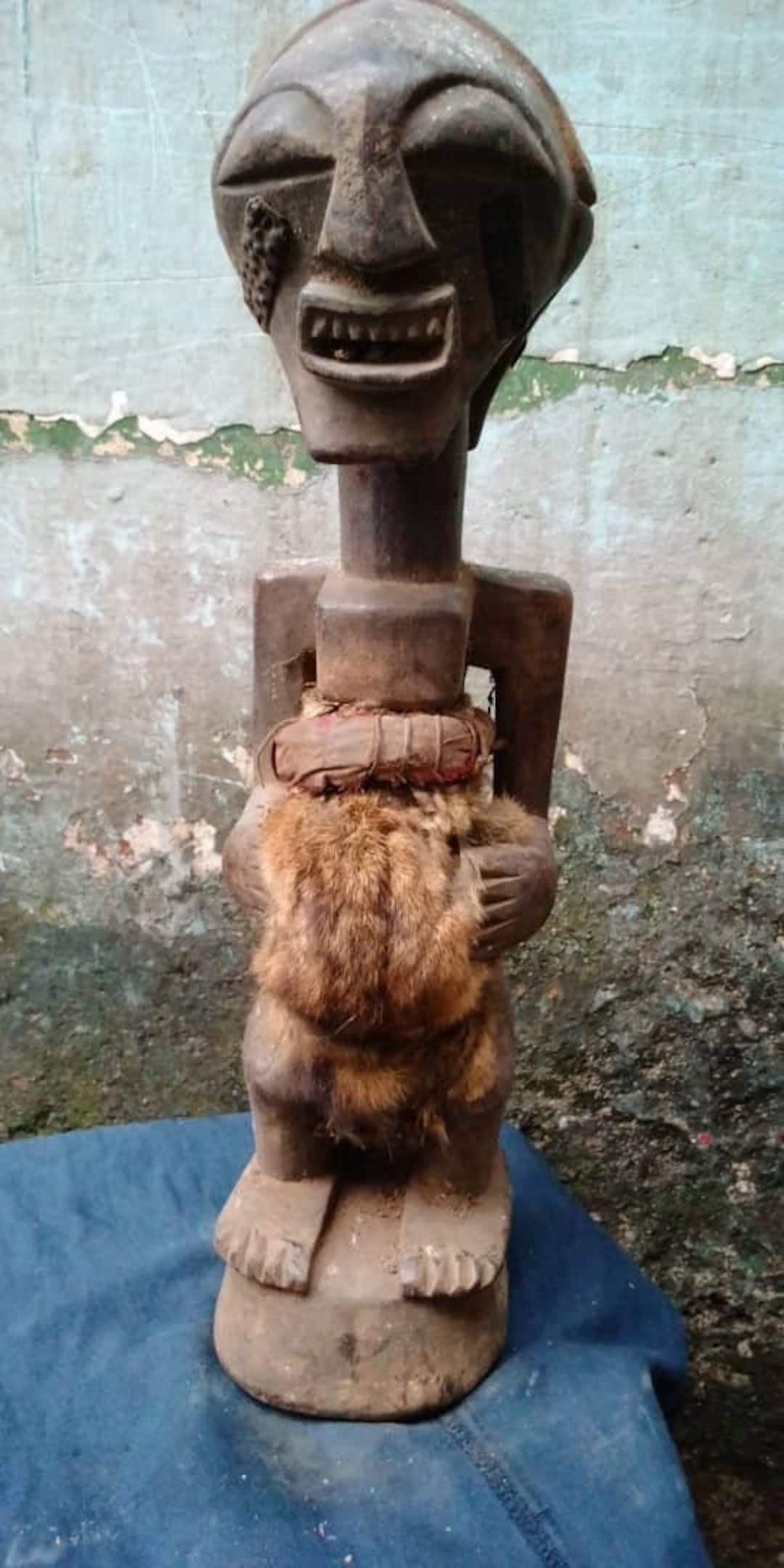 Songe "friendship" Original Tribal Statue Wood Fur Congo Original ...