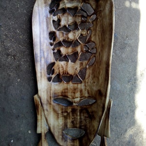 Kamba Tribal Plaque Mask Kenya Africa Olive Wood Carving Wall Hanging ...