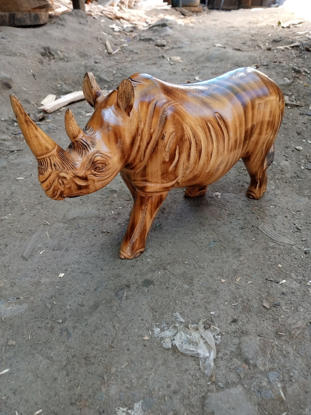 Large Jacaranda "rhinoceros" Animal Sculpture Statue Original Kamba ...