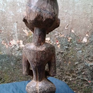 Vintage Bembe Tribe "wise Spirit Man" Rare Statue Carved Wood Congolese ...