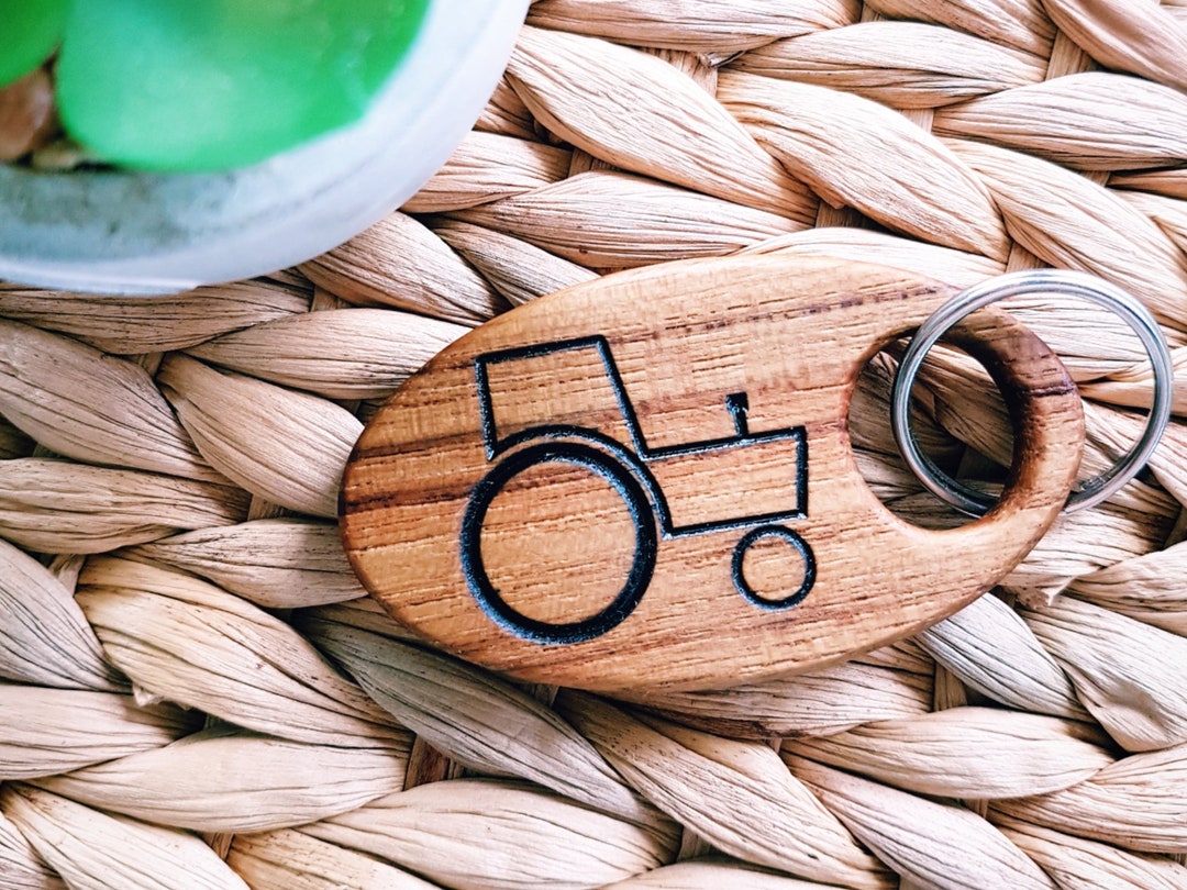 Handmade Tractor Keychain Farm Keyring Wood Keychain Teak - Etsy