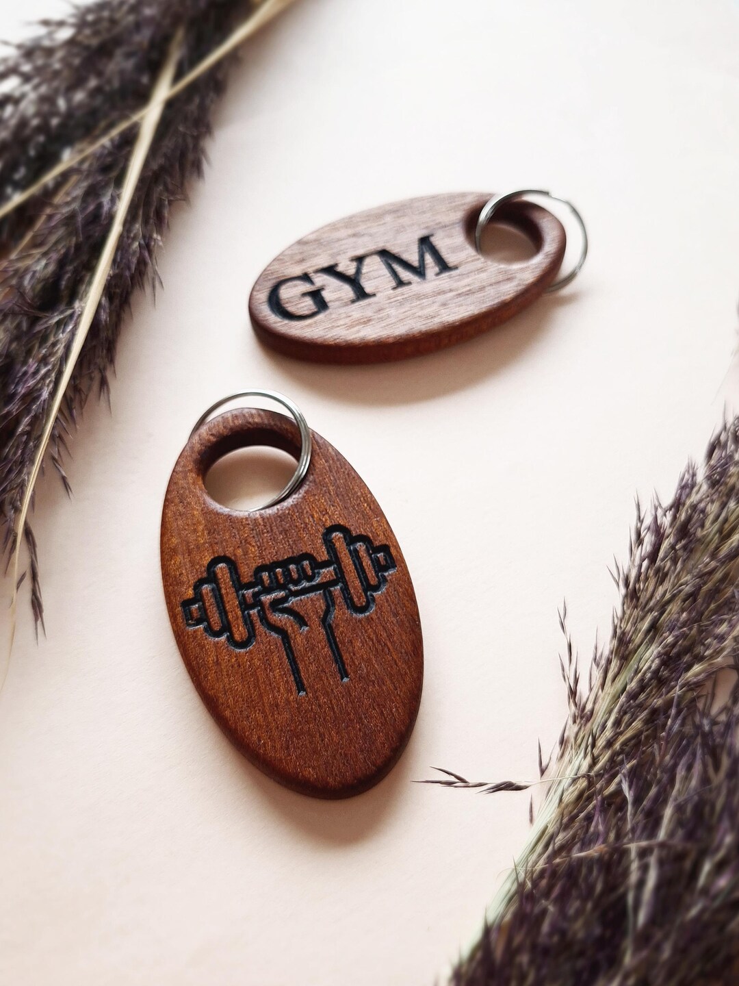Wooden GYM Keychain. Dumbbell Symbol Key Fob. Personal Trainer Gift. - Etsy