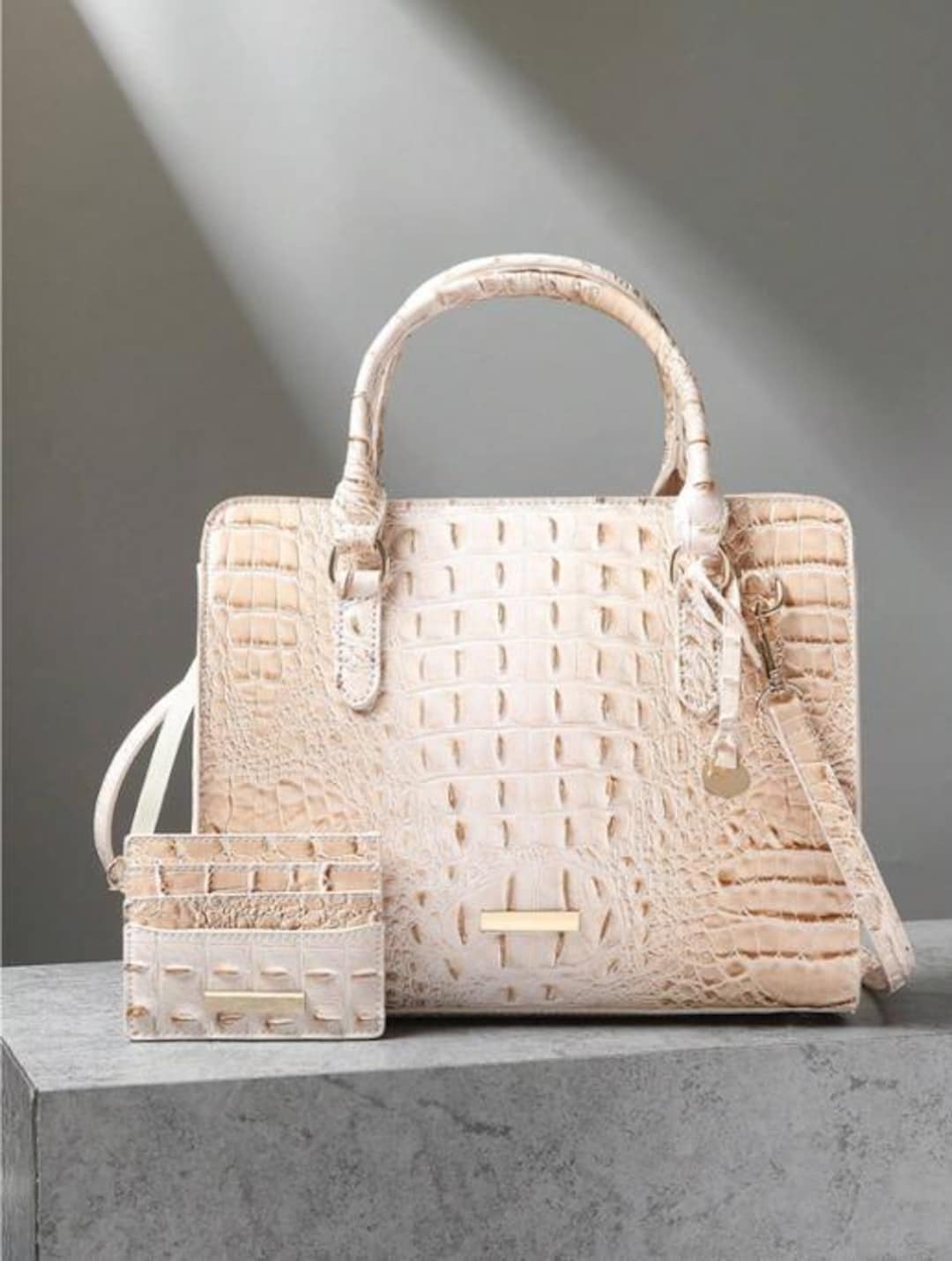 Croc Embossed Vegan Leather Tote Bag With Wallet | Large Shoulder ...